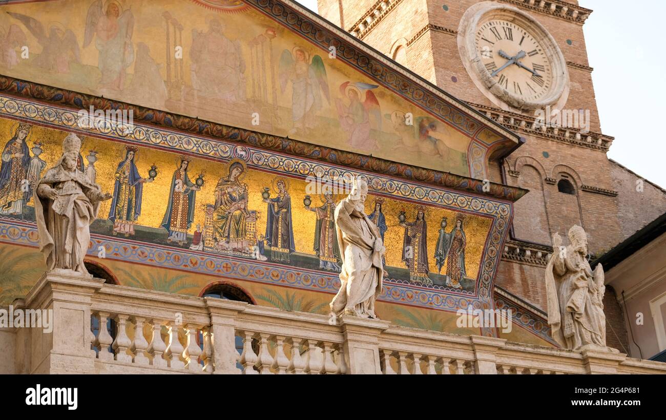 Rome, Trastevere district. Basilica of Santa Maria. Details of the ...