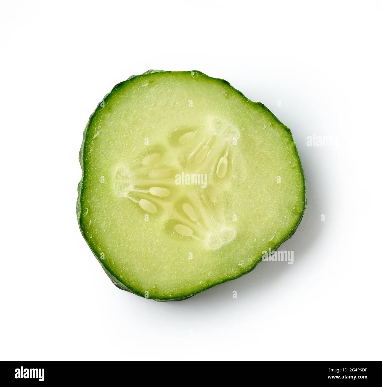 fresh raw cucumber slice isolated on white background, top view Stock ...