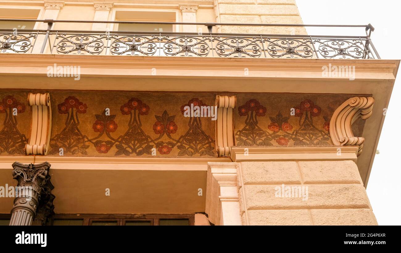Rome, Trevi neighborhood. Beautiful frieze decorated with painted ...