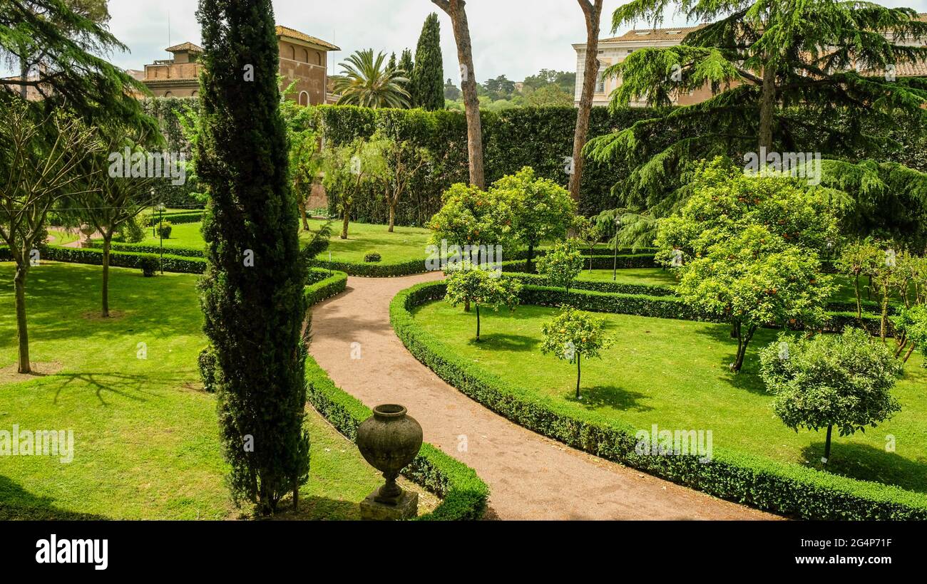 Rome, Trastevere neighborhood. Partial view of the magnificient gardens ...