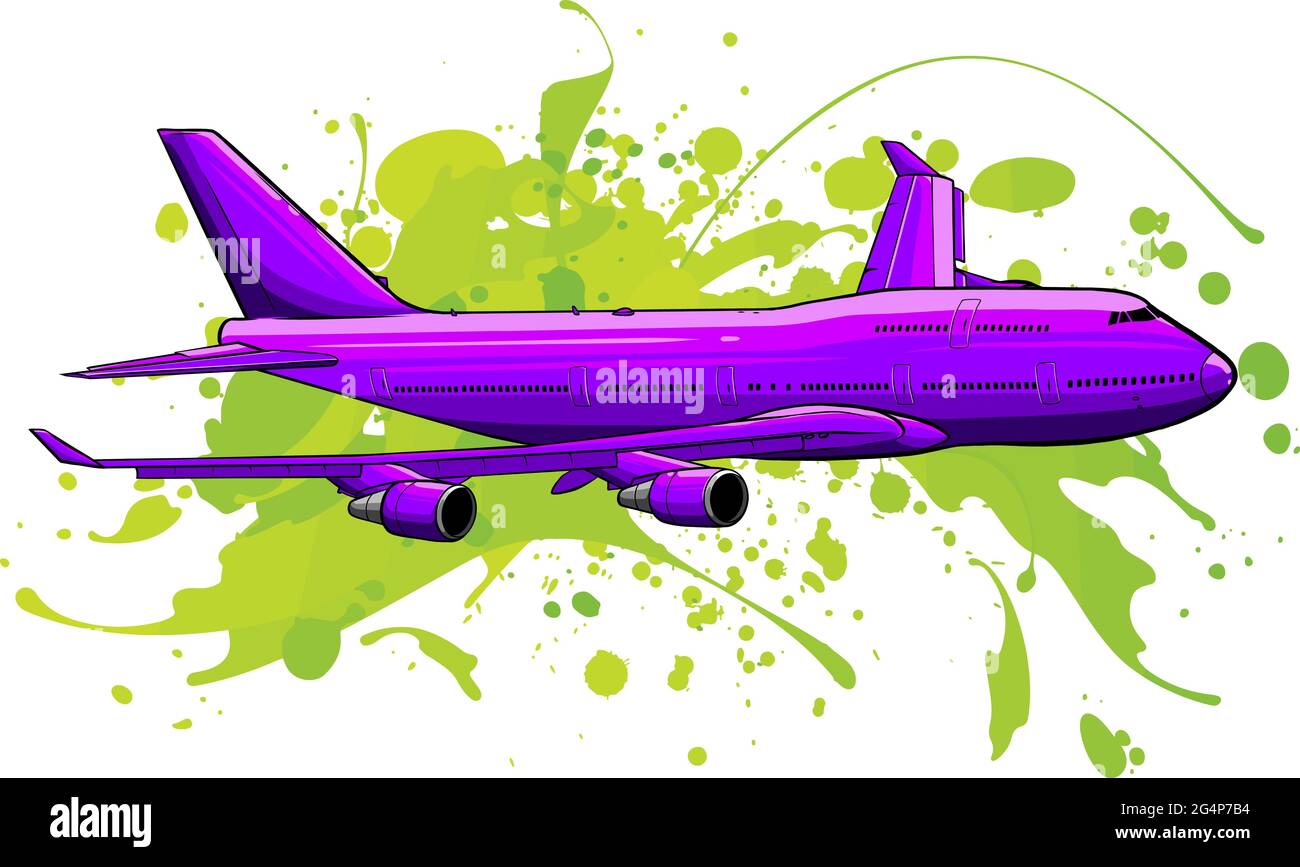 vector illustration art of colored Airplane flying Stock Vector Image ...
