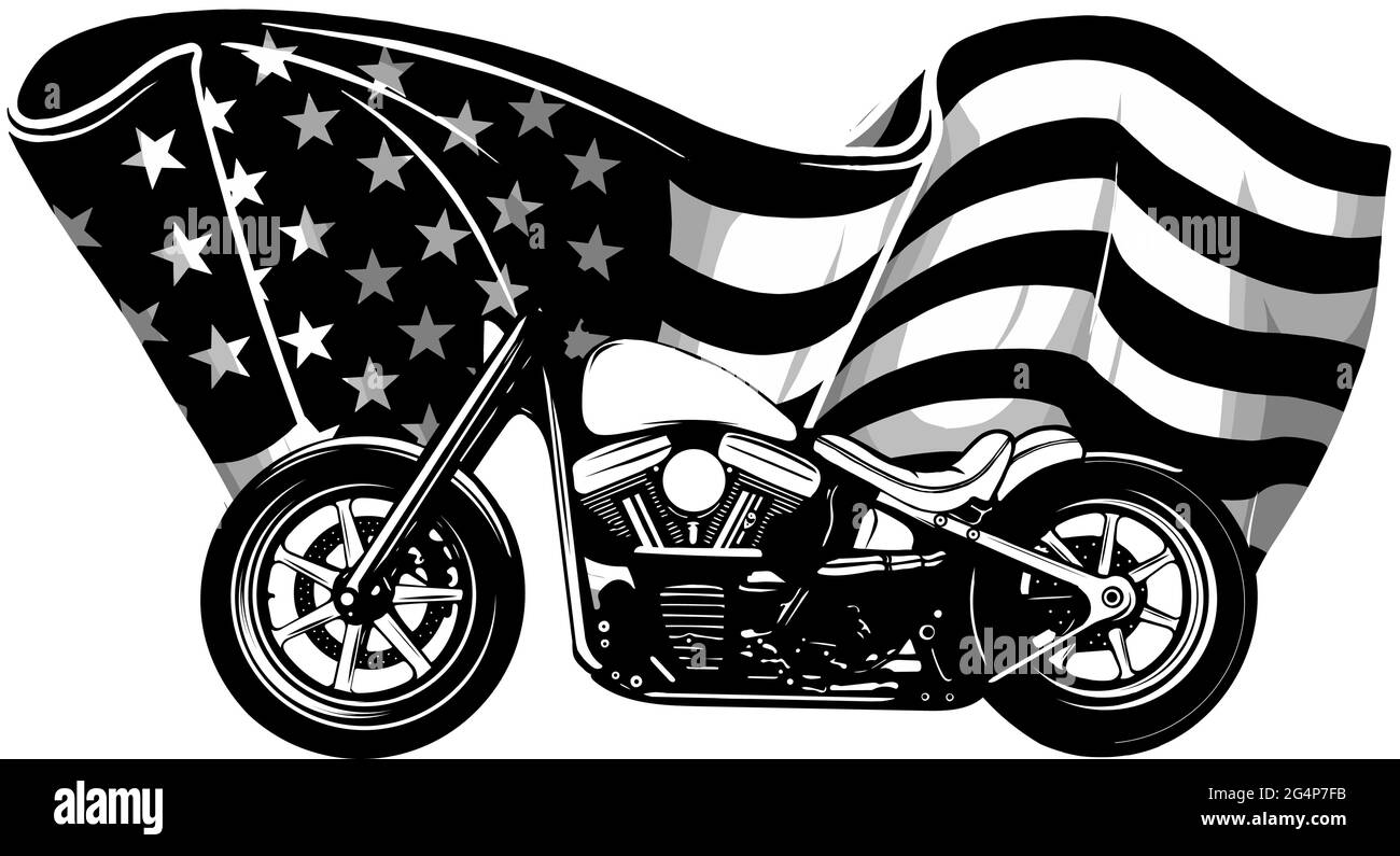 chopper motorcycle with american flag vector illustration Stock Vector ...