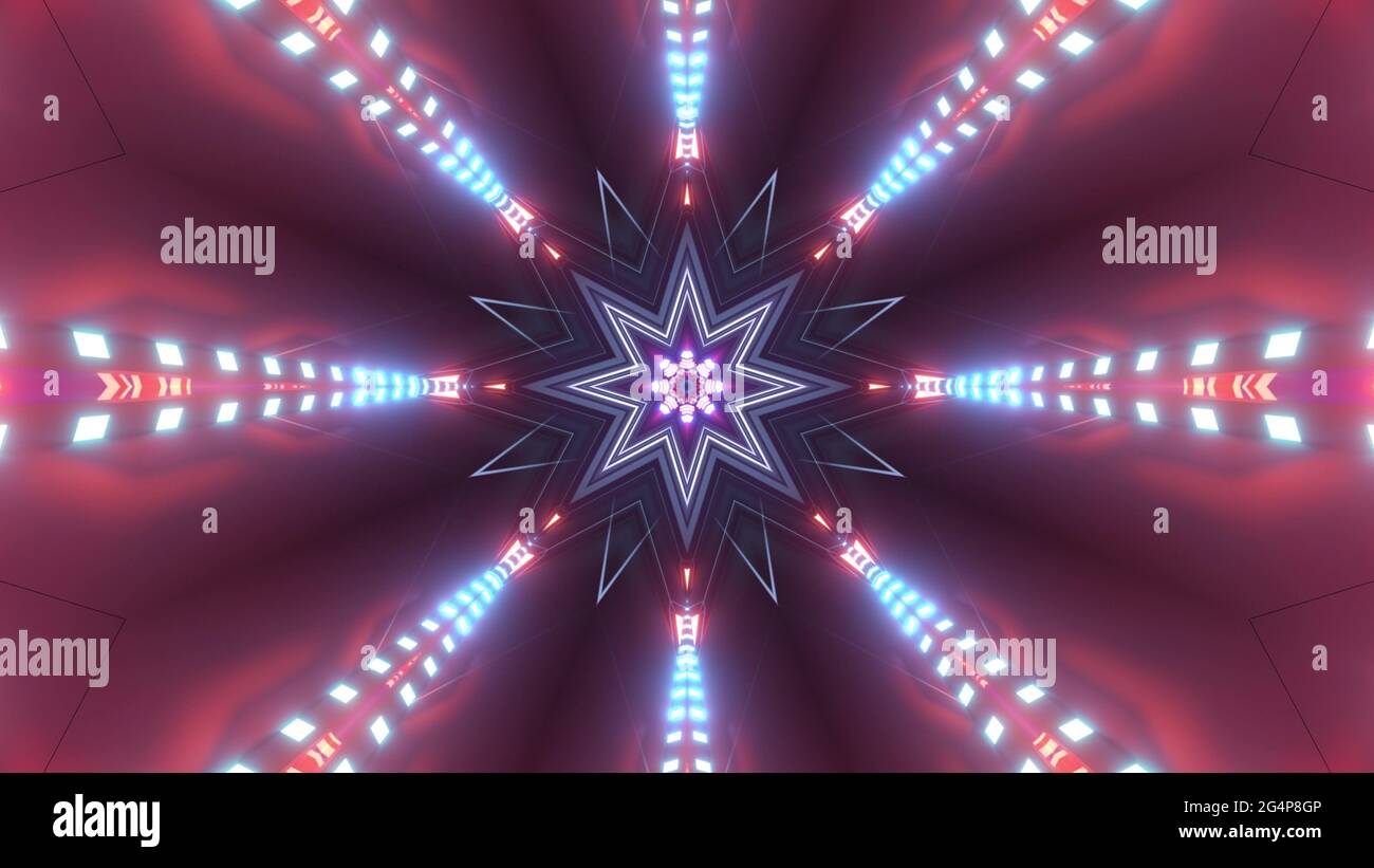 3D rendering of cool futuristic kaleidoscope patterns in maroon and ...