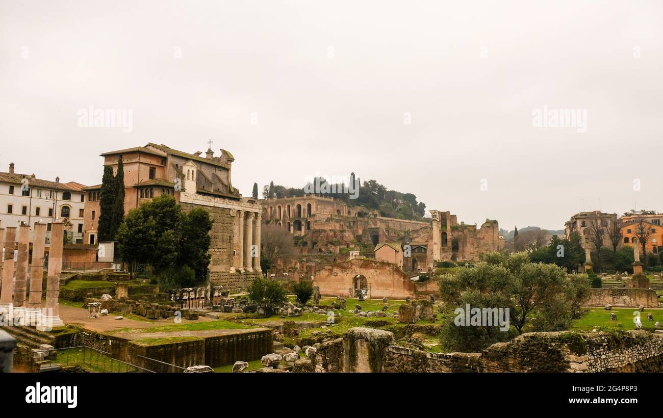 Rome, Forum Romanum. Amazing landscape of the ancient romans ruins ...