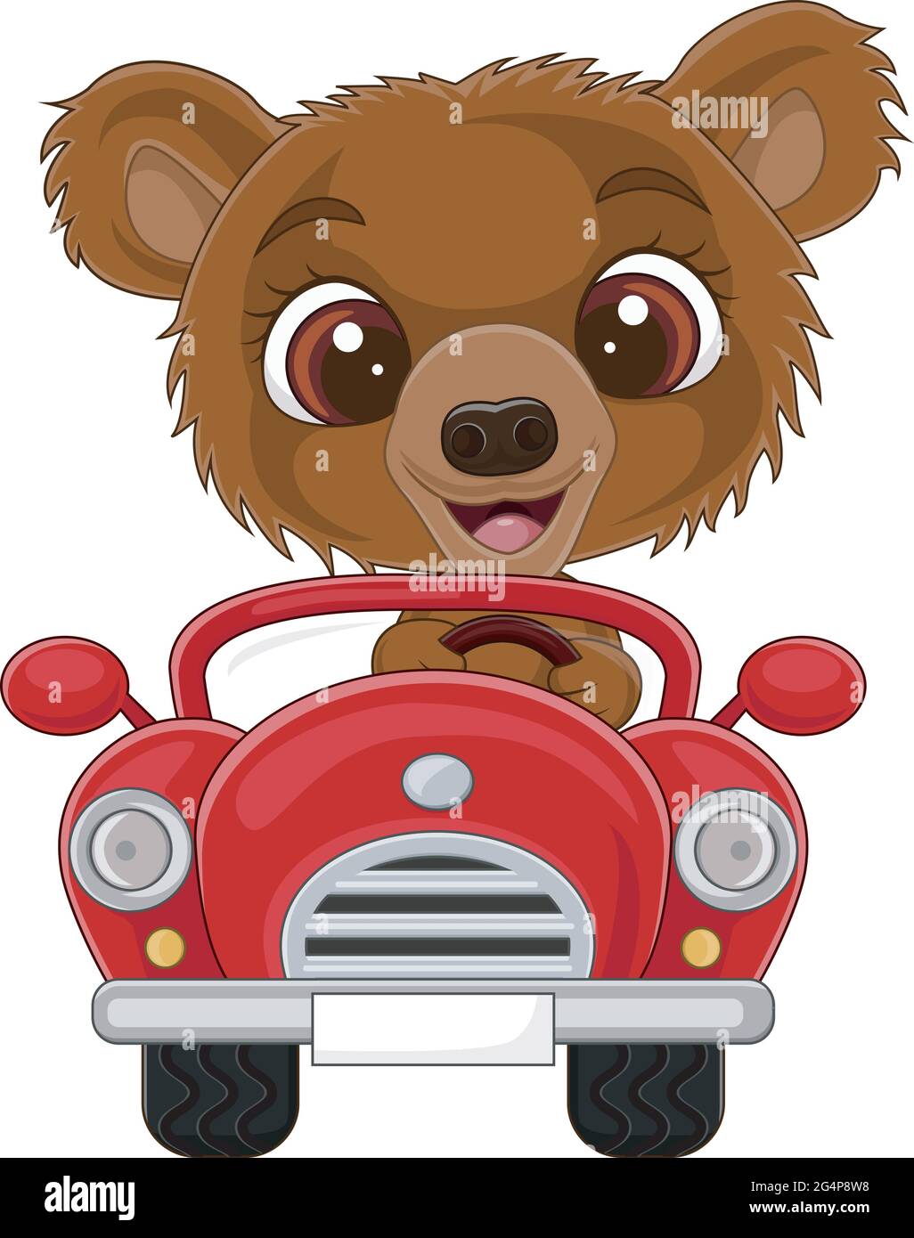 Cartoon baby bear driving red car Stock Vector Image & Art - Alamy