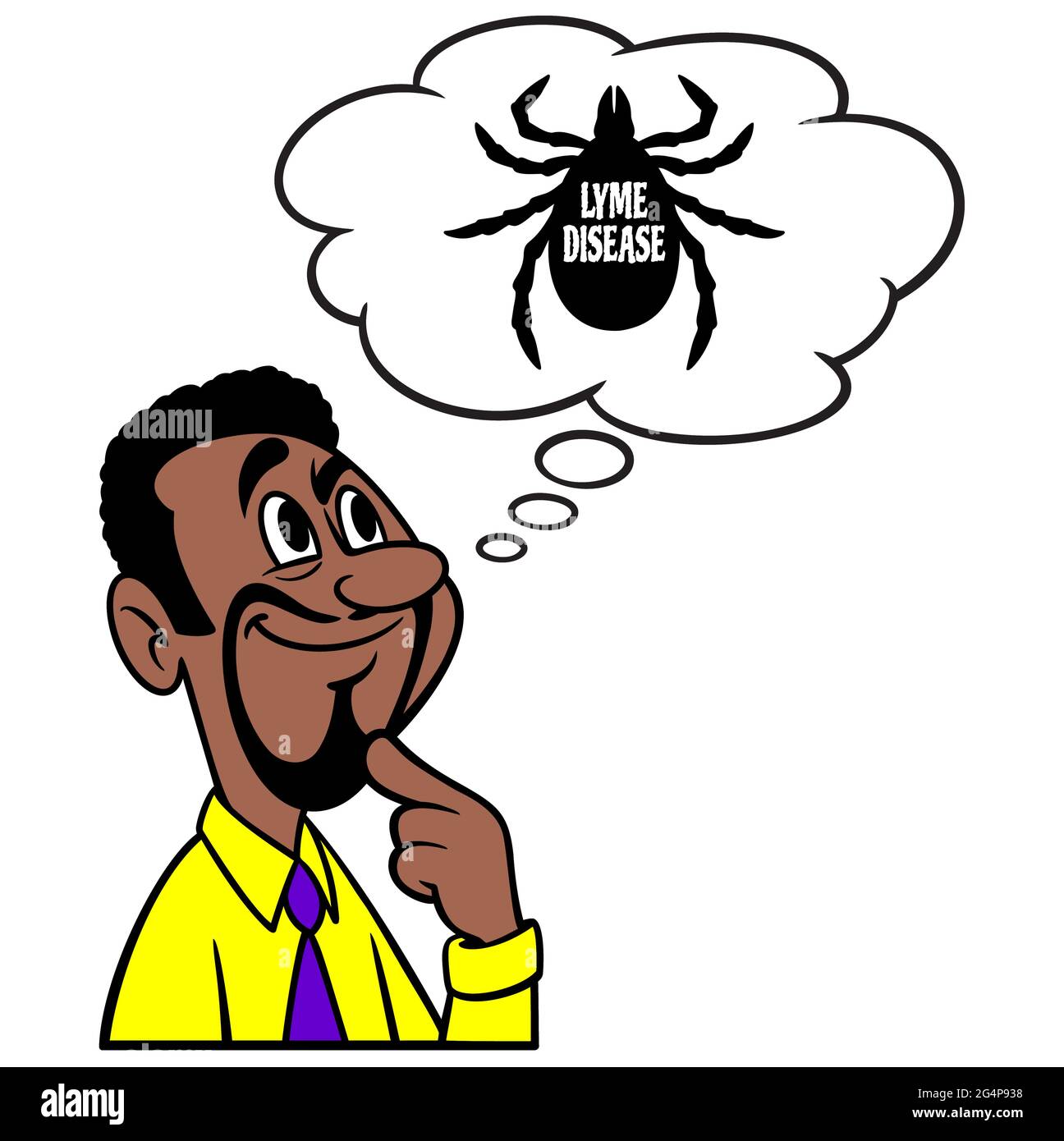 Man thinking about Lyme Disease - A cartoon illustration of a man ...