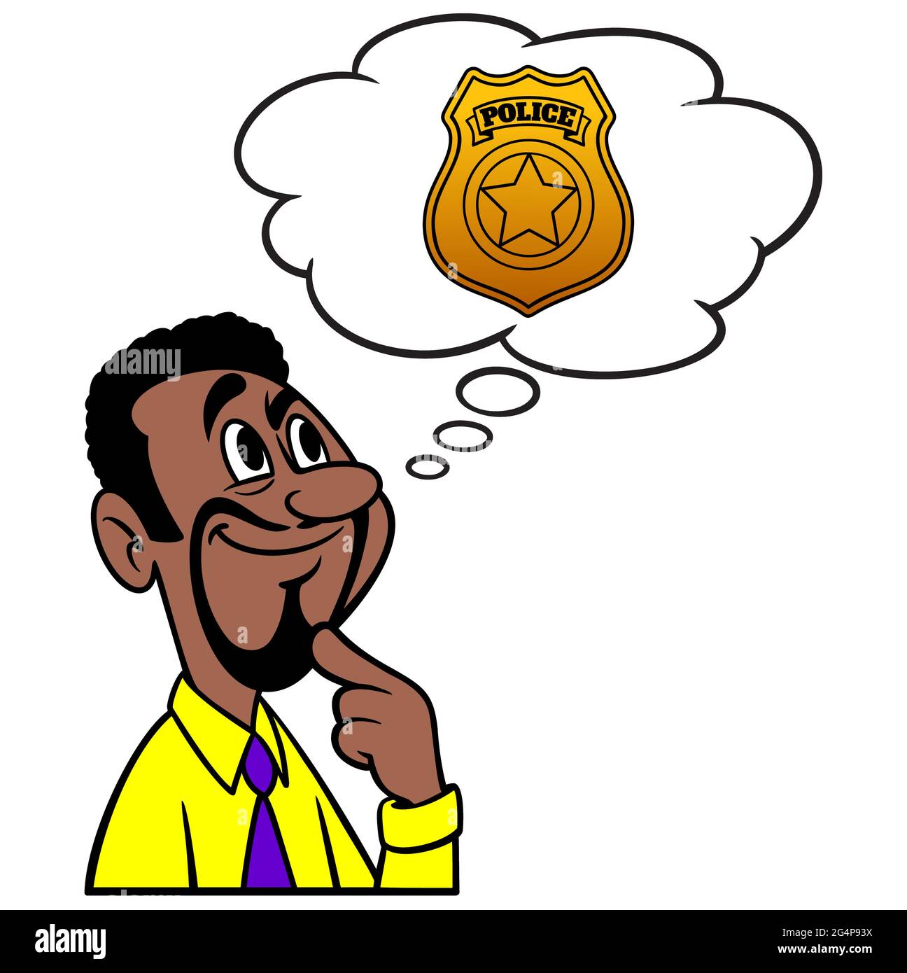 Man thinking about Law Enforcement - A cartoon illustration of a man ...