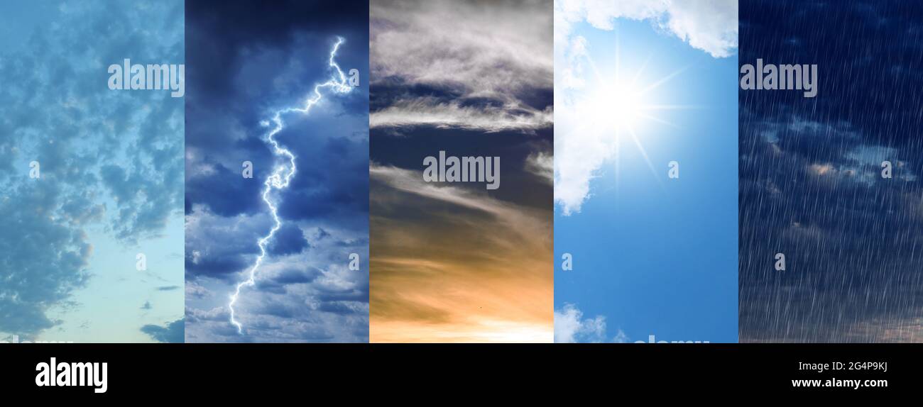 Collage of different weather conditions Stock Photo - Alamy