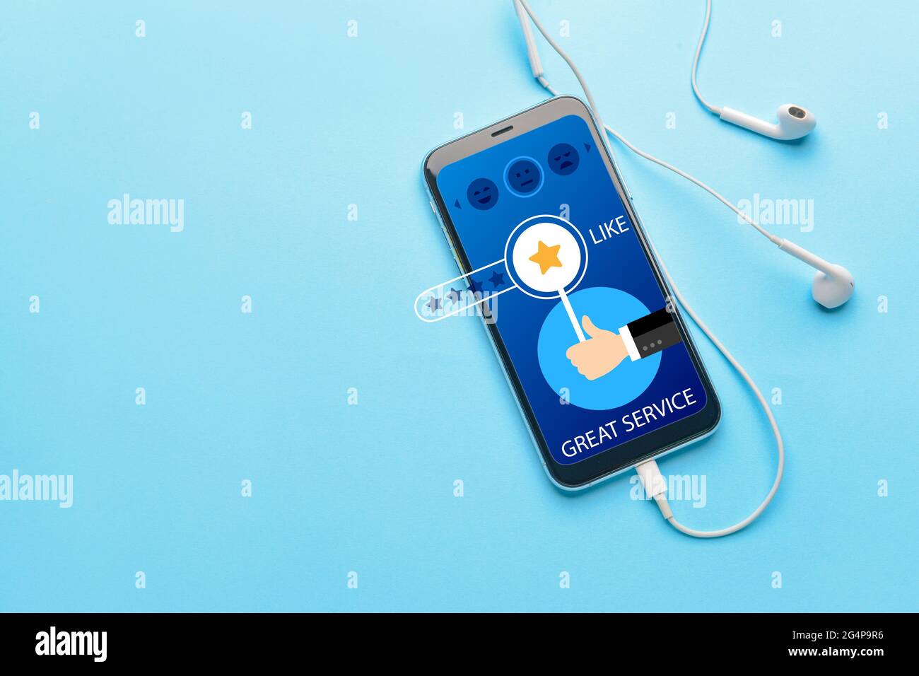 Review section of new application on screen of mobile phone against ...