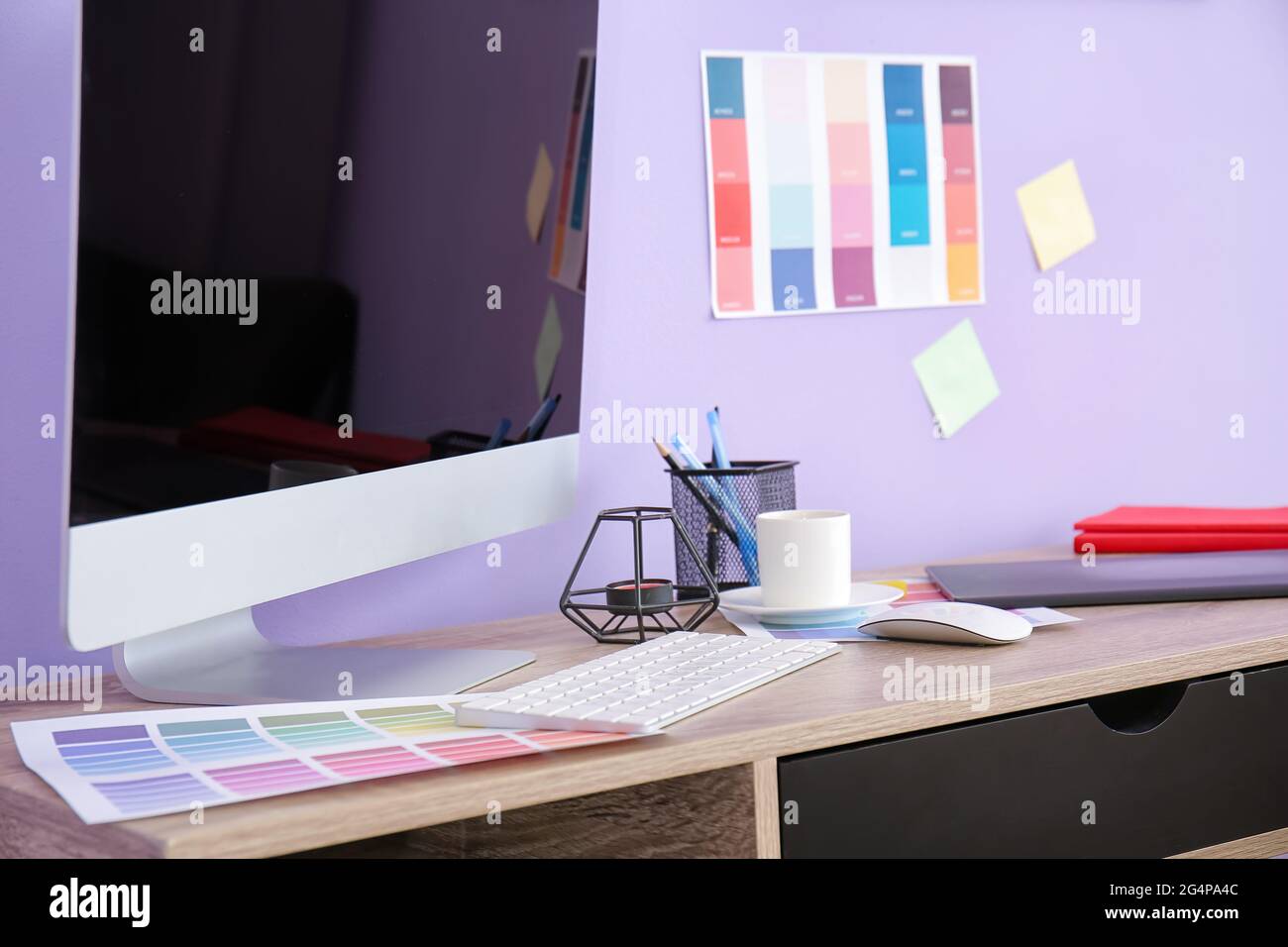 Comfortable workplace of graphic designer in office Stock Photo - Alamy