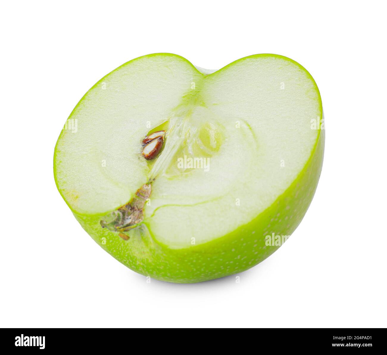 Half of fresh green apple on white background Stock Photo - Alamy