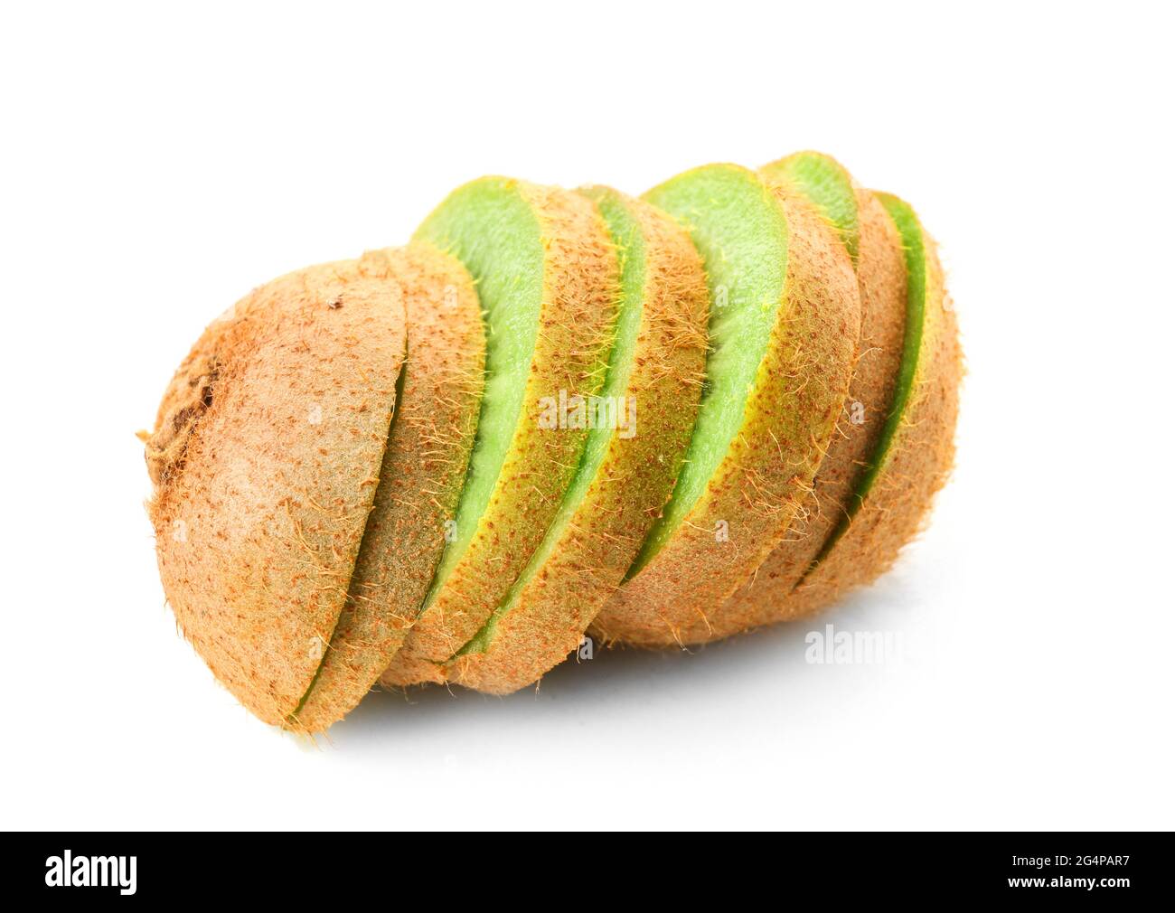 Cut ripe kiwi on white background Stock Photo - Alamy