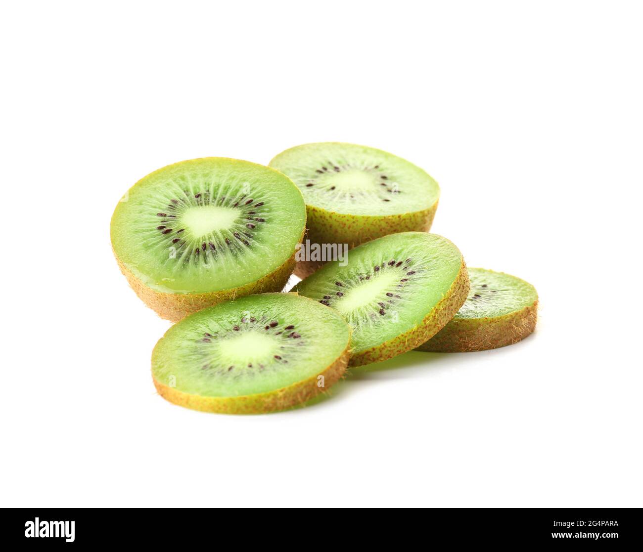 Cut ripe kiwi on white background Stock Photo - Alamy