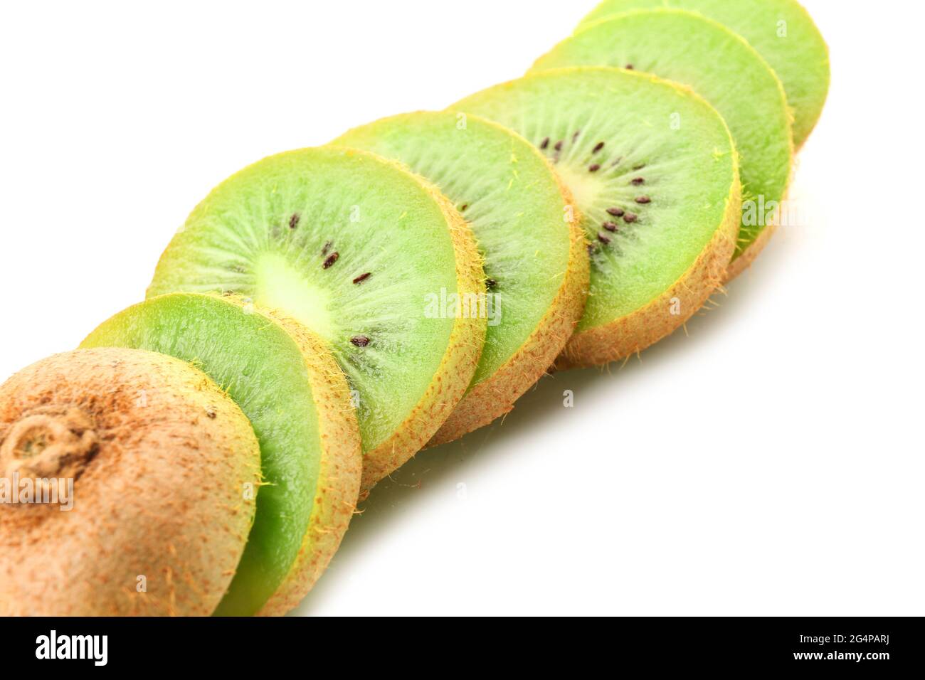 Cut ripe kiwi on white background Stock Photo - Alamy