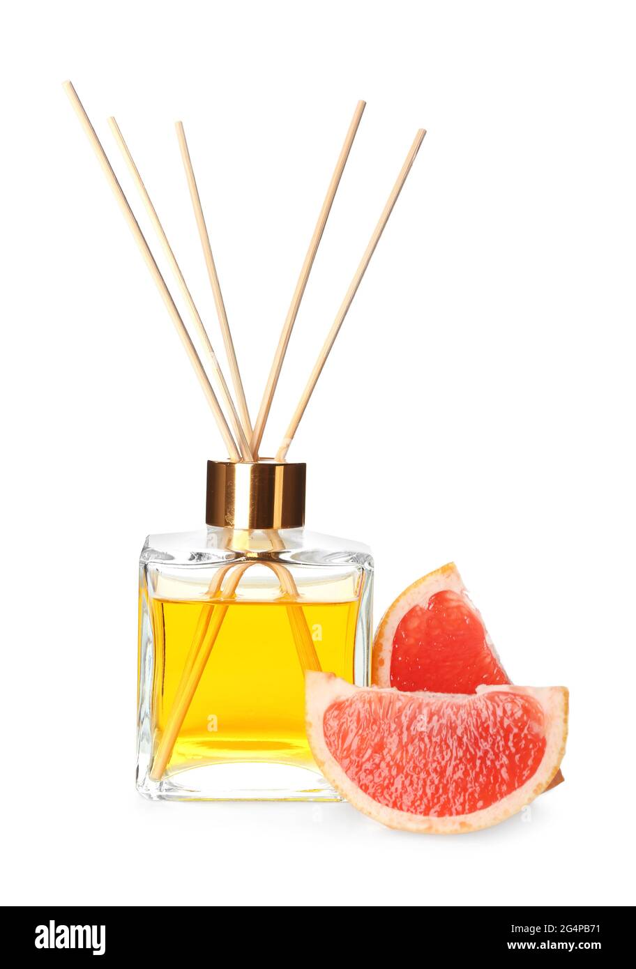Citrus reed diffuser on white background Stock Photo - Alamy