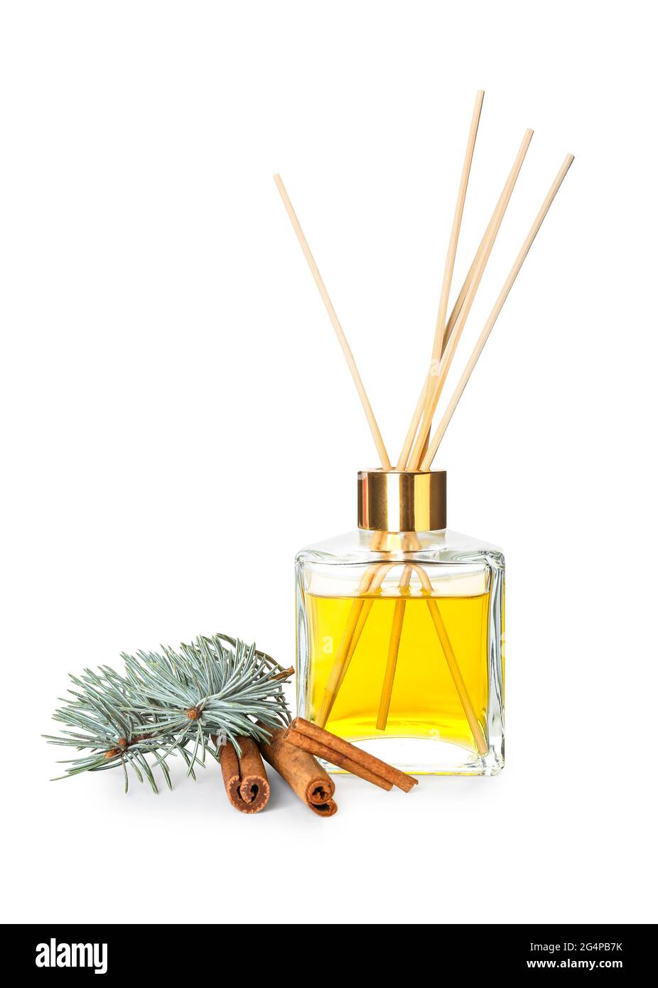 Natural reed diffuser on white background Stock Photo - Alamy