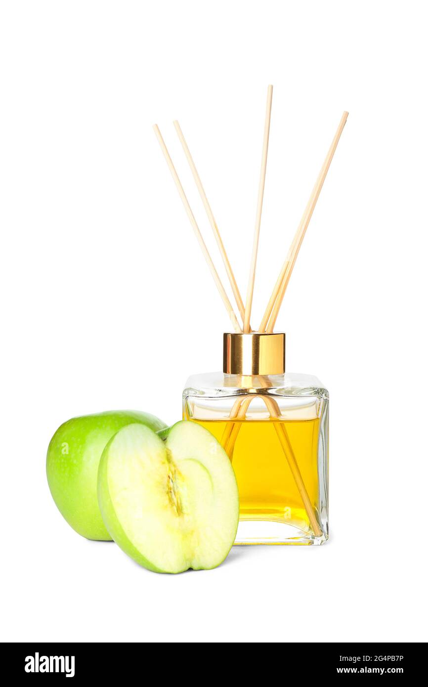 Apple reed diffuser on white background Stock Photo - Alamy