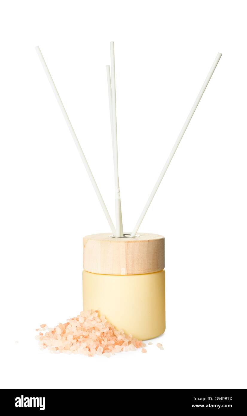 Natural reed diffuser on white background Stock Photo - Alamy