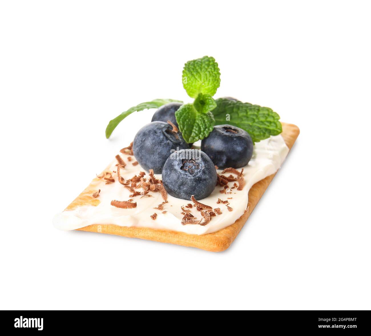 Tasty cracker with blueberry on white background Stock Photo - Alamy