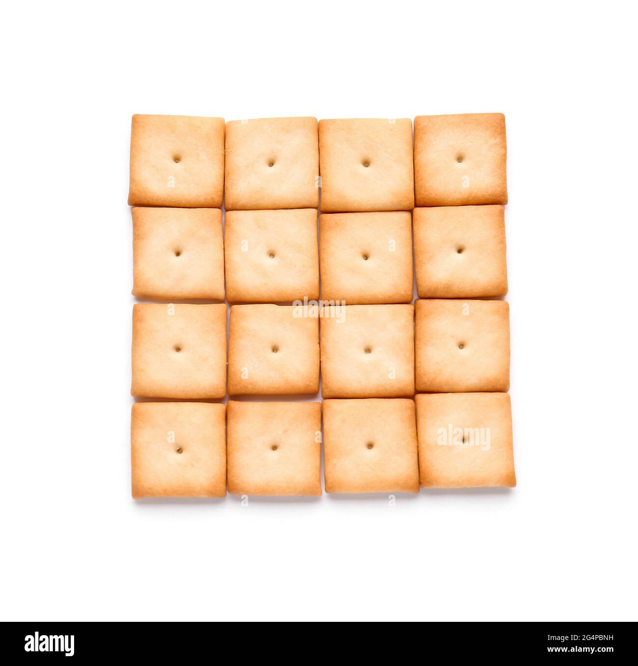 Square shape made of tasty crackers on white background Stock Photo - Alamy