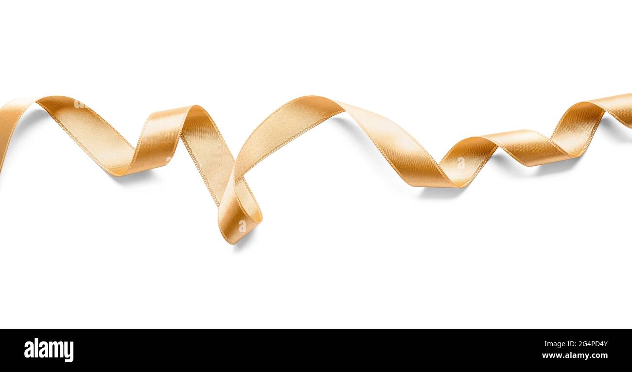 Beautiful golden ribbon on white background Stock Photo - Alamy
