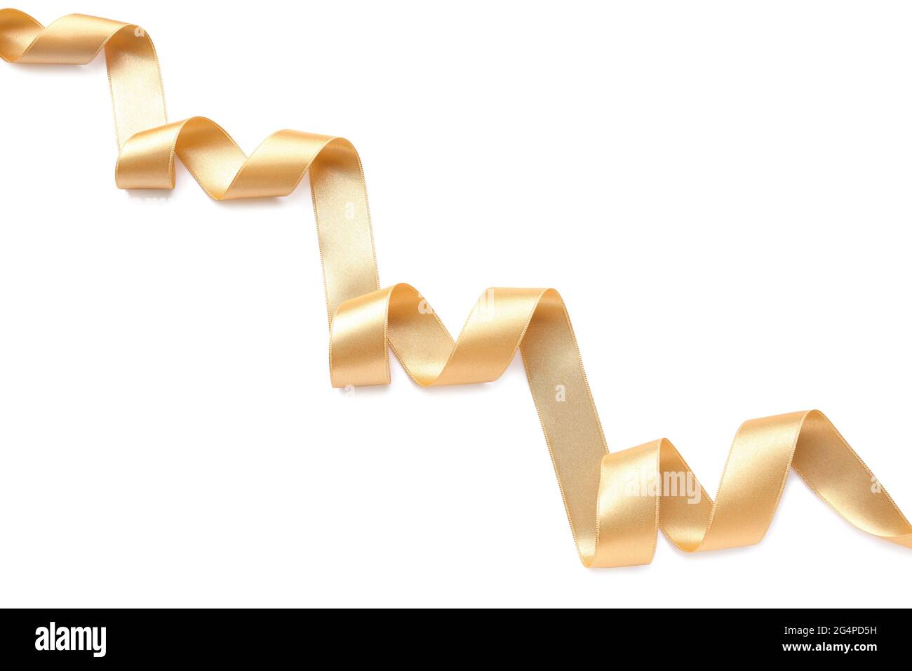 Beautiful golden ribbon on white background Stock Photo - Alamy