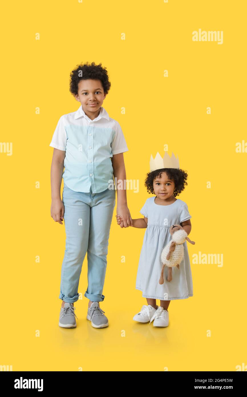 African-American children on color background Stock Photo - Alamy