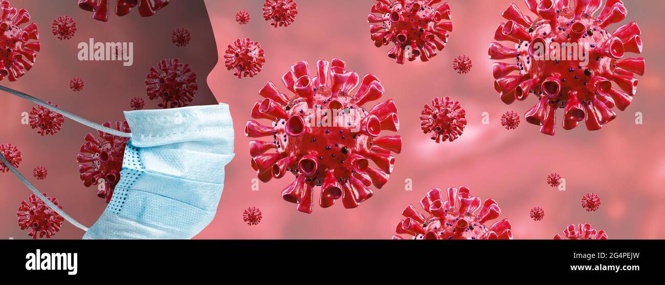 Typical surgical mask to cover mouth, nose. Protection concept, against ...