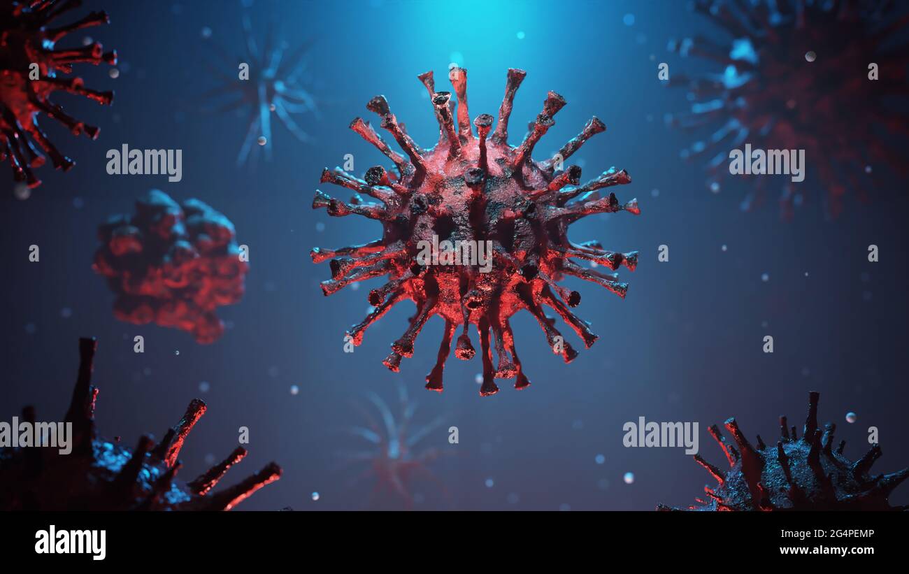 Dangerous corona virus, SARS pandemic risk concept. 3D illustration ...