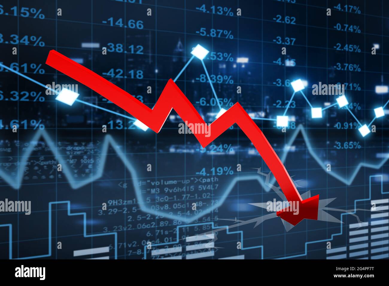 Graphs representing the stock market crash. 3d illustration Stock Photo ...