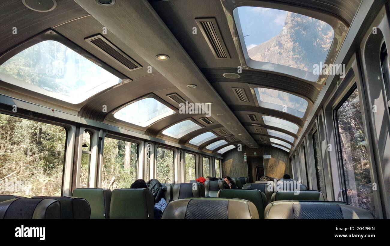 Peru Machu Picchu Aguas Calientes - Train with panoramic windows Stock ...