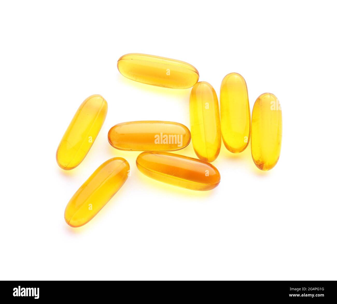 Fish oil capsules on white background Stock Photo - Alamy