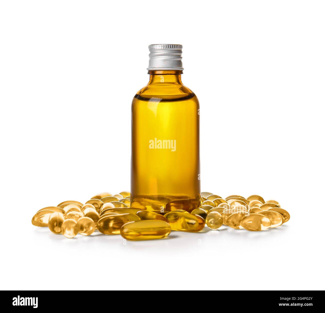 Bottle of fish oil and capsules on white background Stock Photo - Alamy