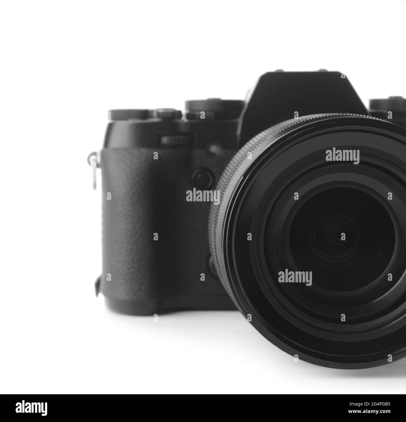 Digital camera on white background Stock Photo - Alamy