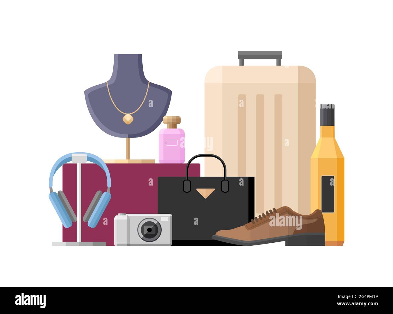 duty free goods objects vector illustration Stock Photo - Alamy