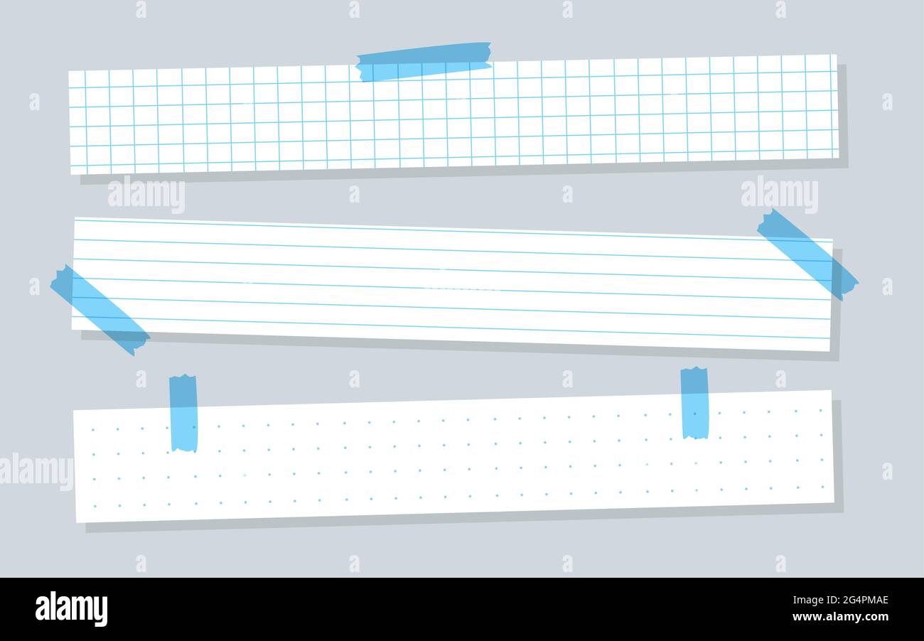 Pieces white paper with blue lined. Horizontal templates checkered or ...