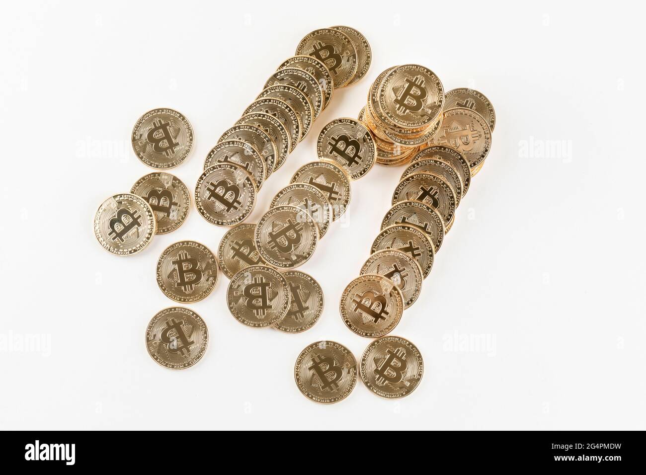piled, spread bitcoin object, cryptocurrency concept Stock Photo - Alamy
