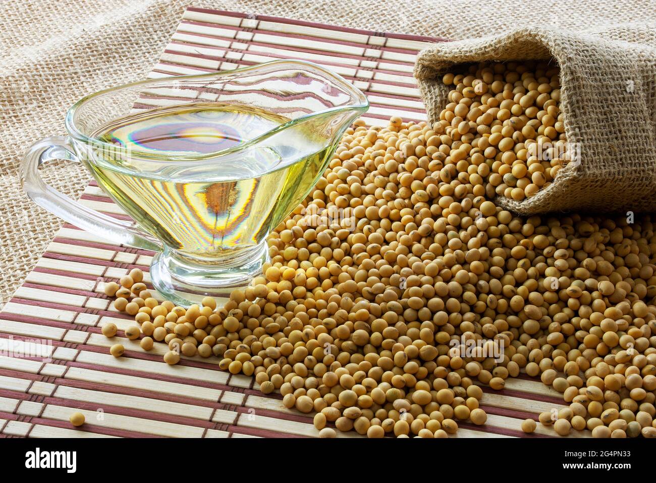 soybeans in a jute bag in a composition with soybean oil - 2021 soybean ...