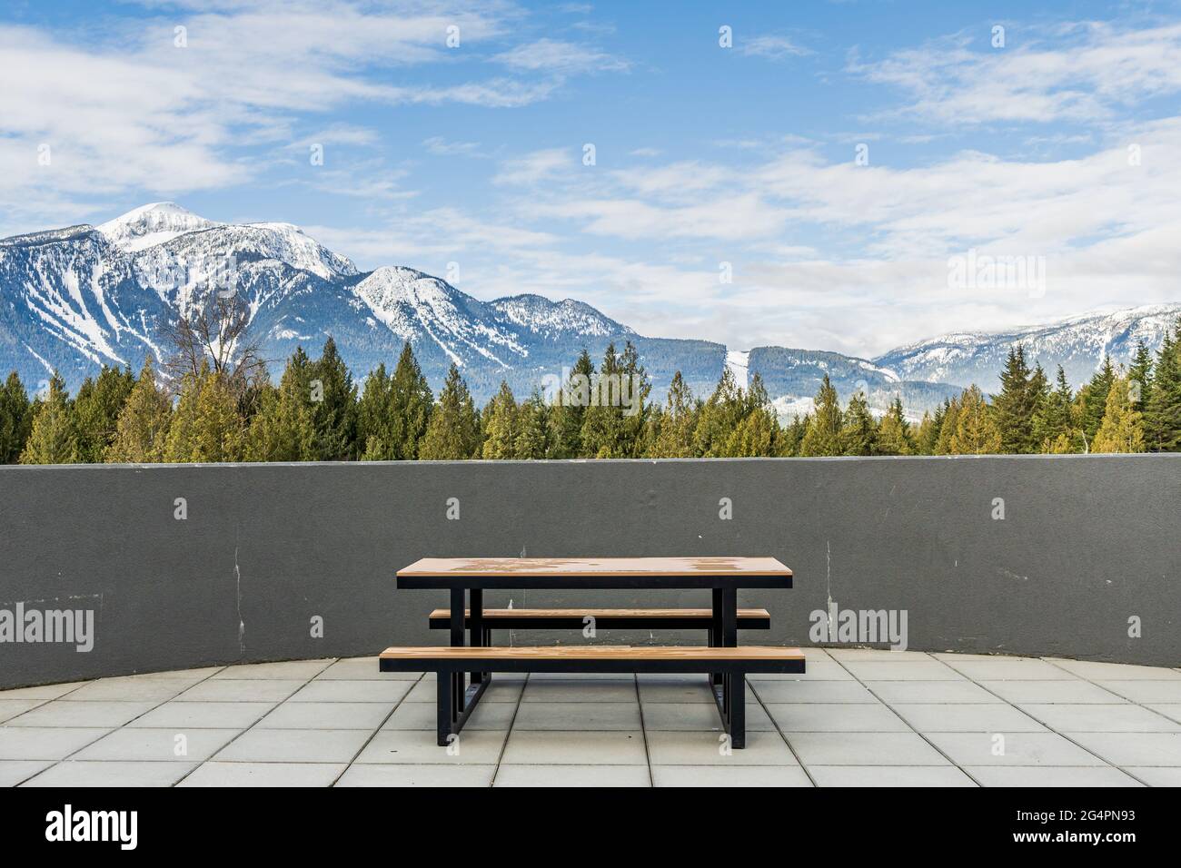 beautiful terrace exterior patio table with amazing view to mountains ...