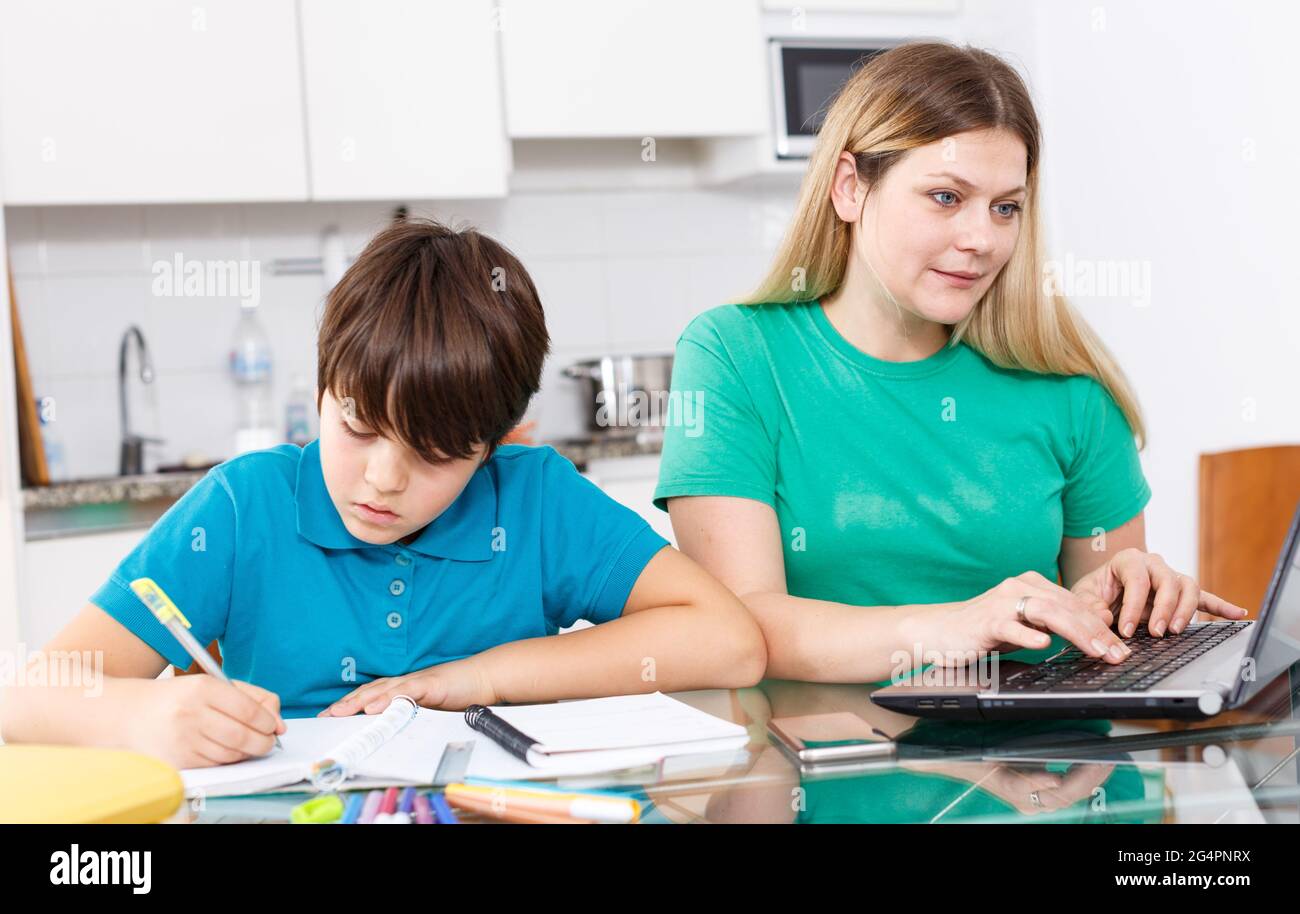 Homework son mother unhappy hi-res stock photography and images - Alamy