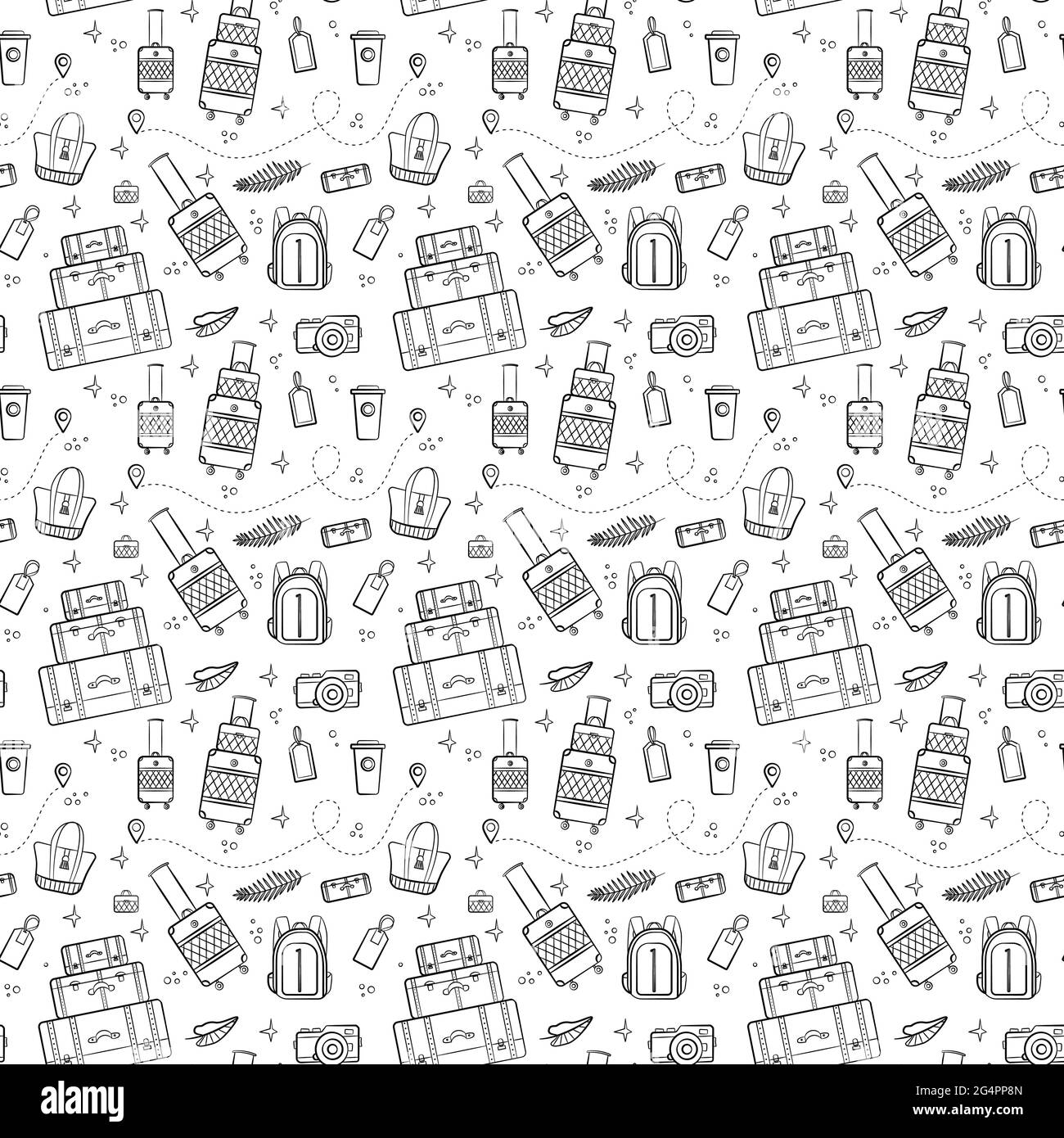 Travel and vacation seamless pattern with travel elements. Seamless ...