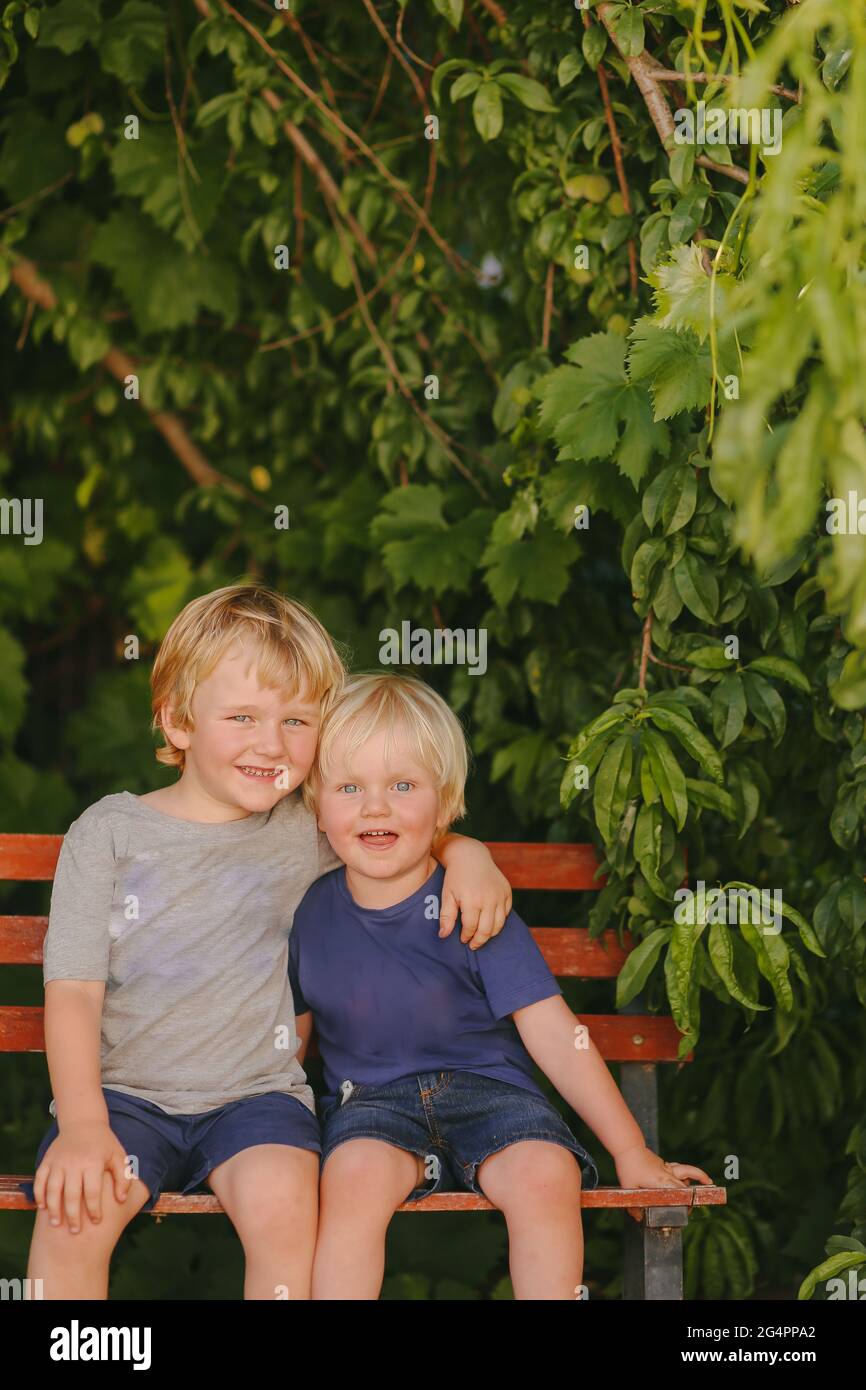 Selective focus of the adorable Australian little blue eyed cheerful ...