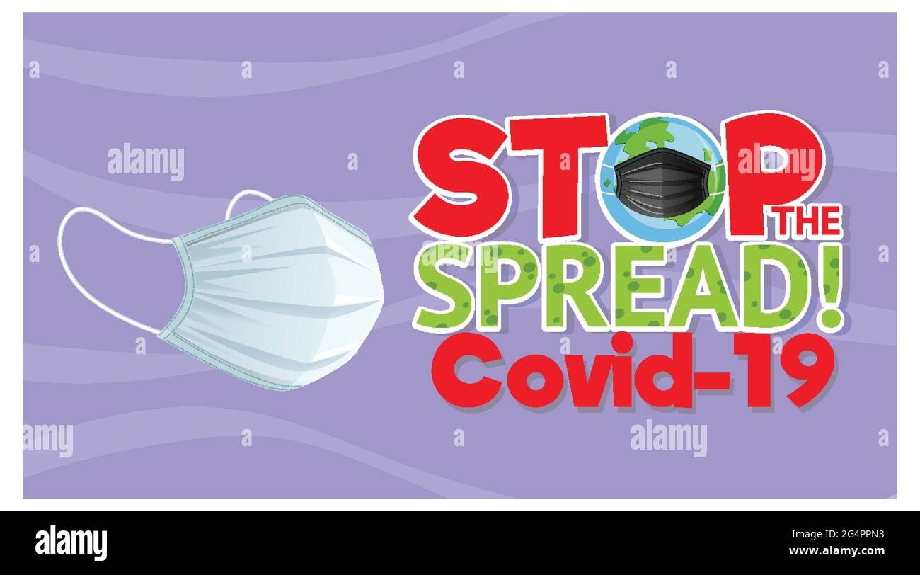 Stop the spread covid-19 banner with medical mask illustration Stock ...