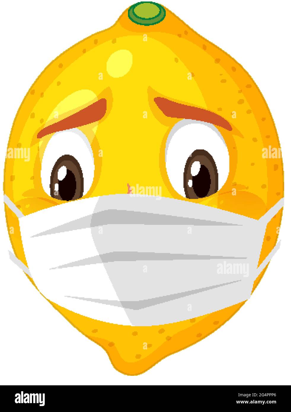 Lemon cartoon character wearing mask on white background illustration ...