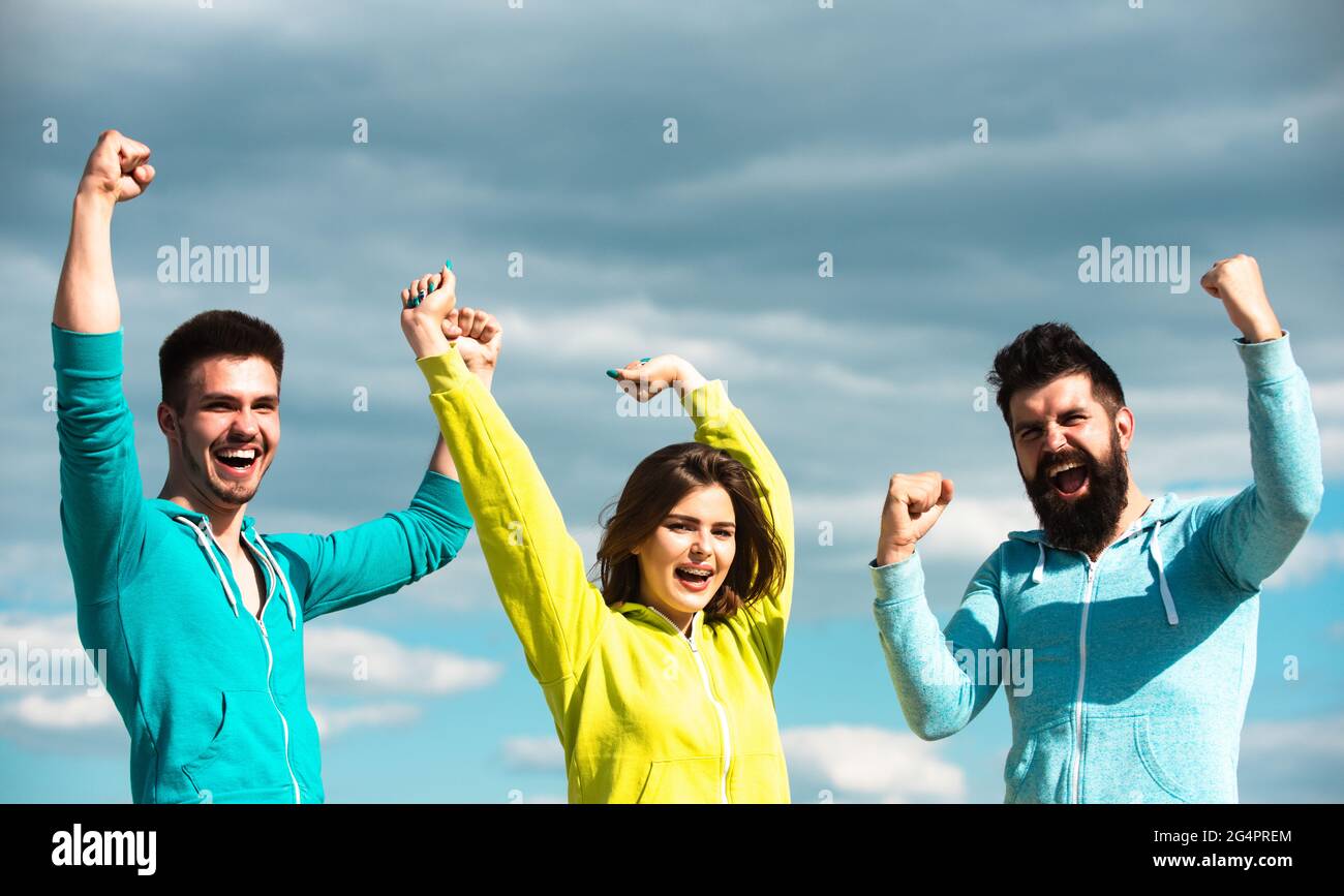 Excited business people. Amazed colleagues. Excited office workers ...