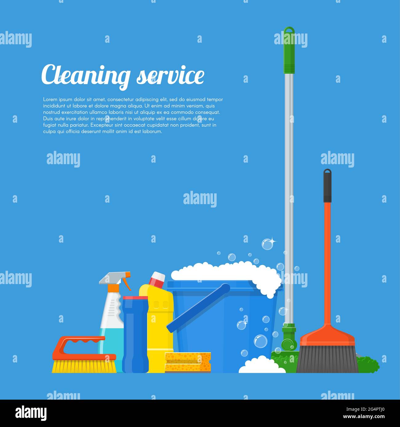 Cleaning service company concept vector illustration. House tools ...