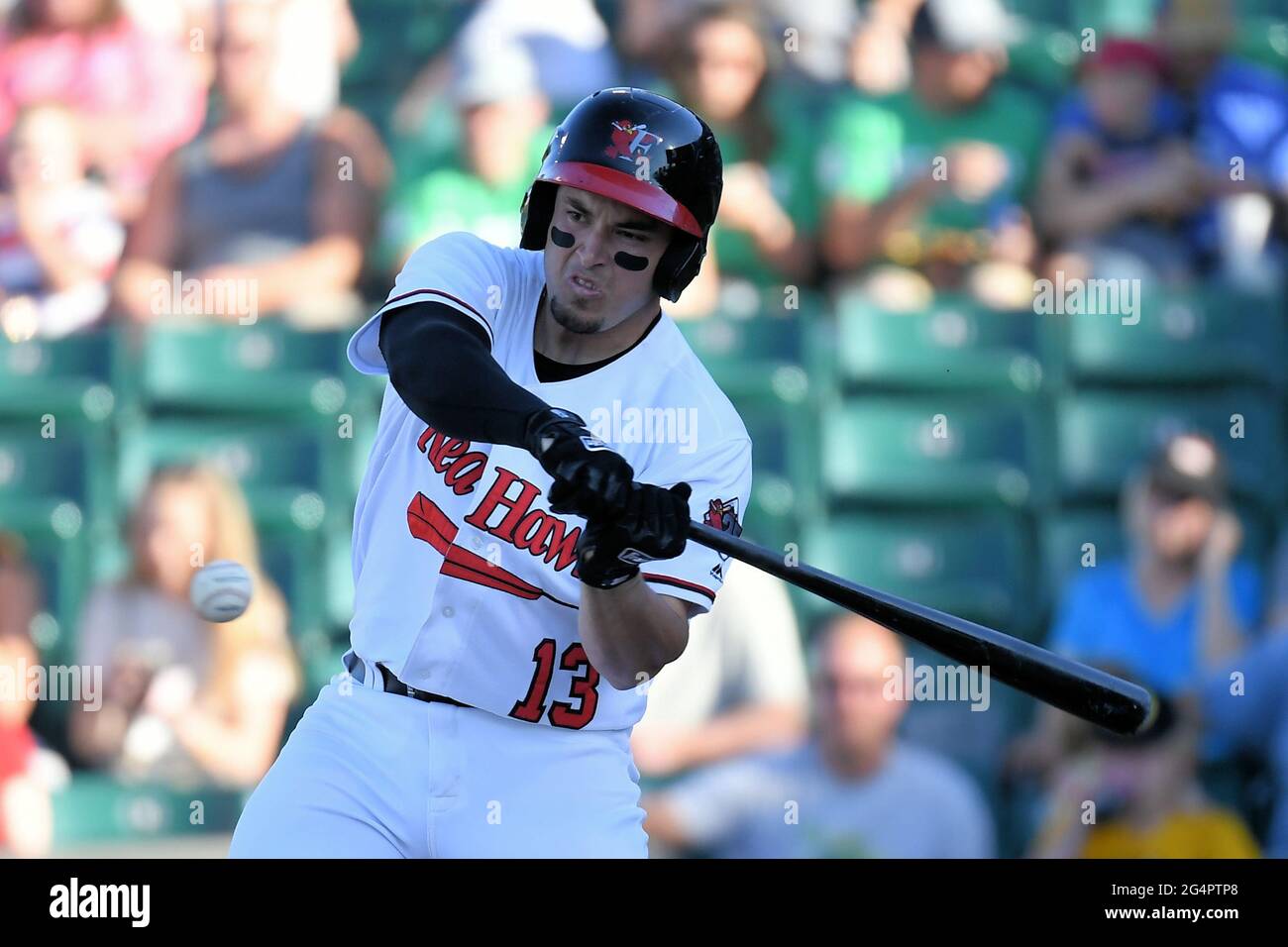 Fargo, ND, USA. 22nd June, 2021. FM RedHawks catcher Manuel Boscan (13 ...