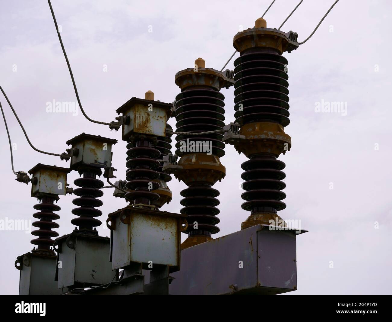 Asian Industrial electric supply heavy equipment tower on sky ...