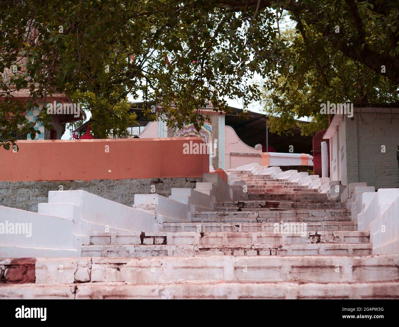 Temple stairs white architecture presented on natural green environment ...