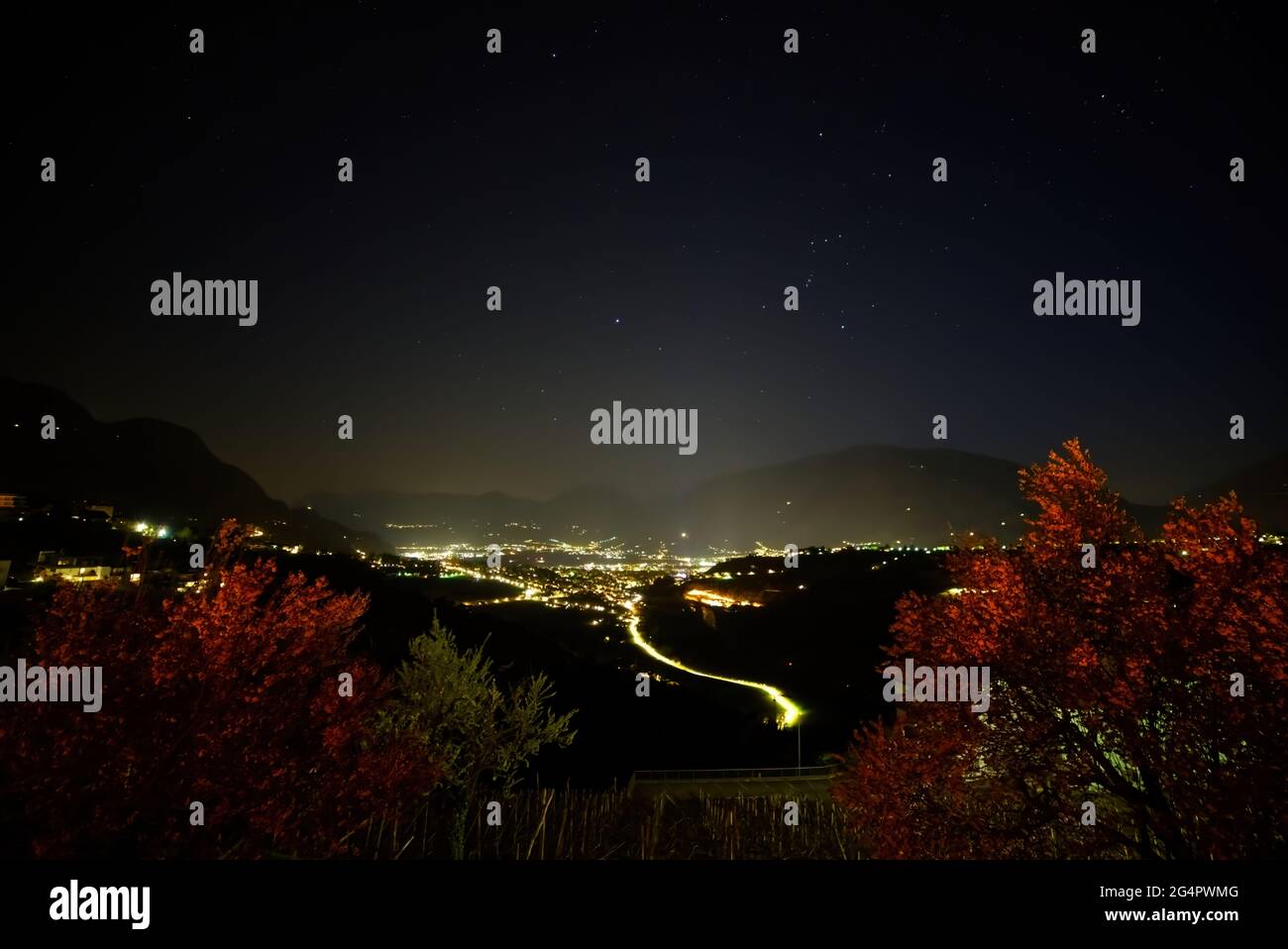 Beautiful night view of city lights overlooking from the hill Stock ...